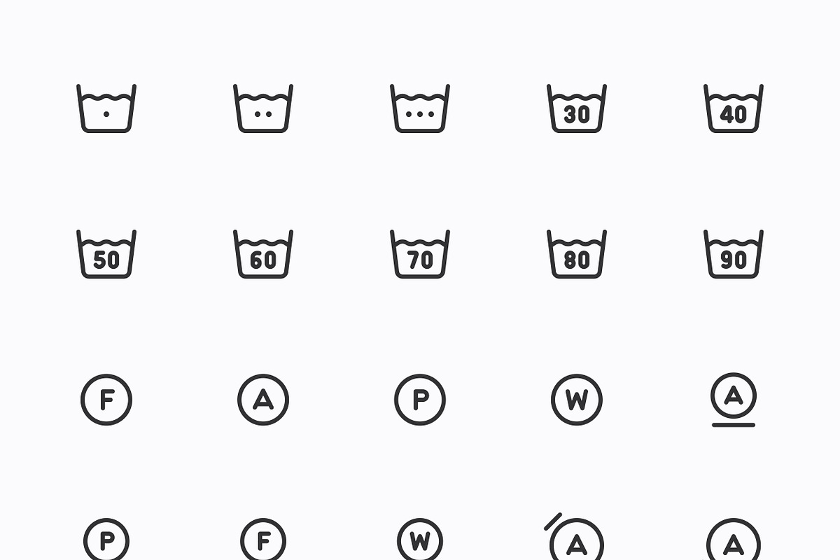 Laundry Symbols, Washing Line icons, an Outline Icon by Myicons