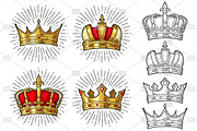 Four crowns engrave, a Decorative Illustration by MoreVector