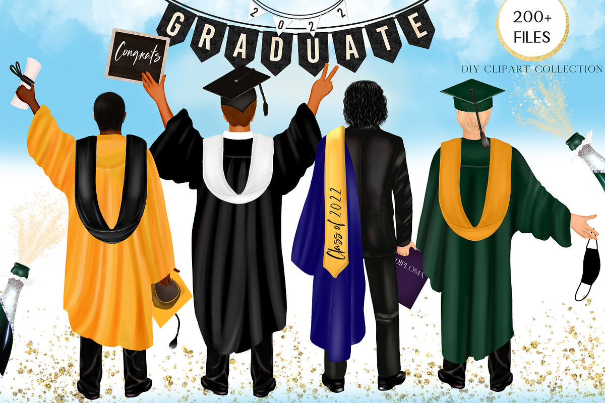 Graduation Bundle Clipart Boys Girls, an Education Illustration by ...