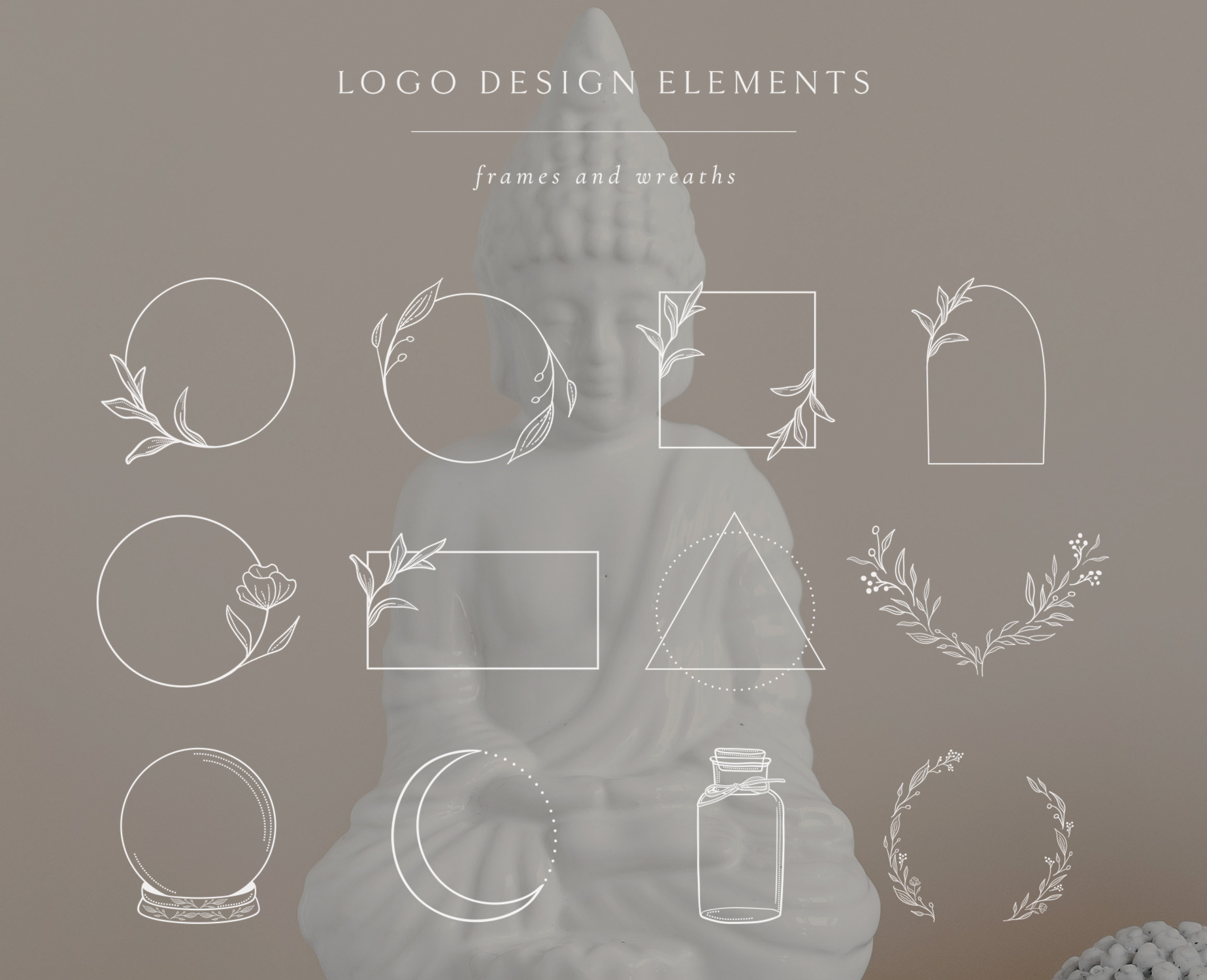 White Logo Elements, Frames, Borders, a Decorative Illustration by Olya ...