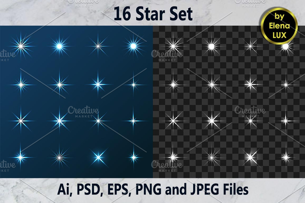 16 Star Set, an Object Graphic by Elena Lux