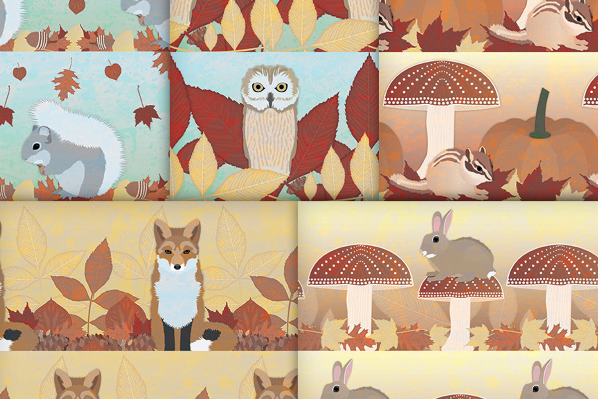 Fall Woodland Animal Patterns, a Pattern Graphic by VizualStorm ...