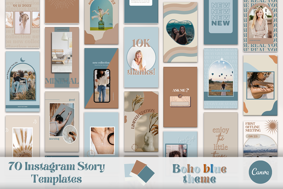Instagram Story Templates Boho Canva, a Social Media Template by Boltik ...