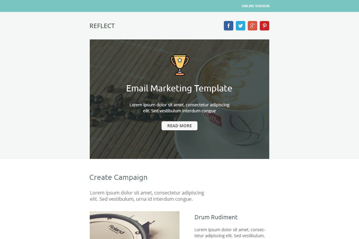 Reflect responsive email template, an Email Template by Pennyblack ...