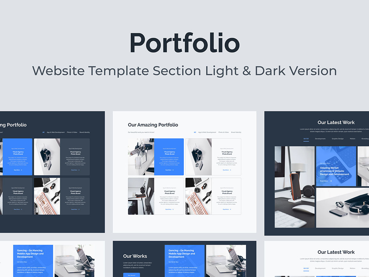 Web Portfolio Section Template, a Landing Page Template by Kreativ Space
