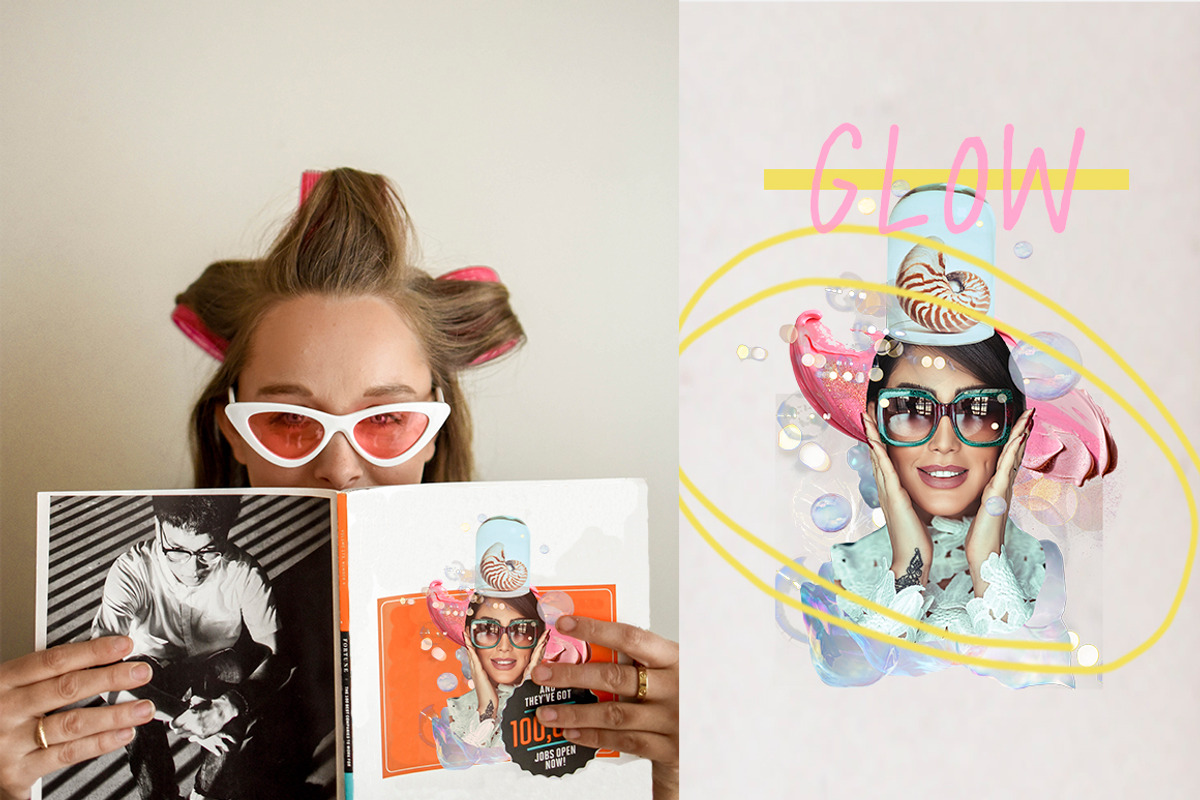 Woman glow Collage Cuts out element, an Object Graphic by 60secondsArt