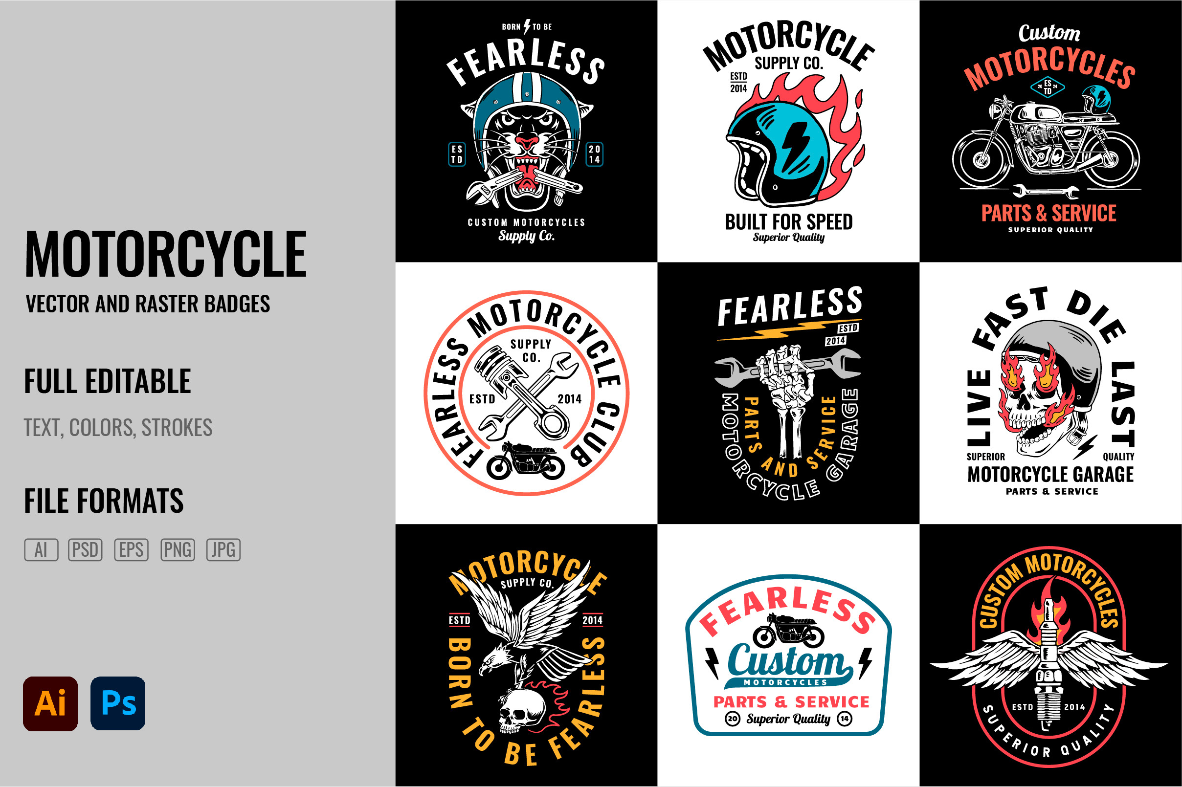 Motorcycle badges collection, an Illustration by cd-design.co ...