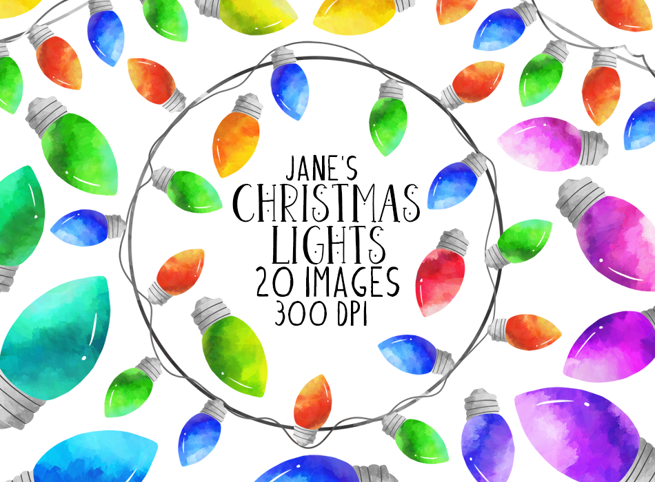 Watercolor Christmas Lights Clipart, an Illustration by DigitalArtsi