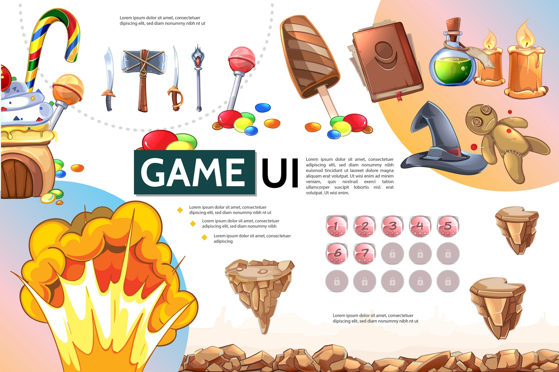Cartoon mobile game infographic | Technology Illustrations ~ Creative ...