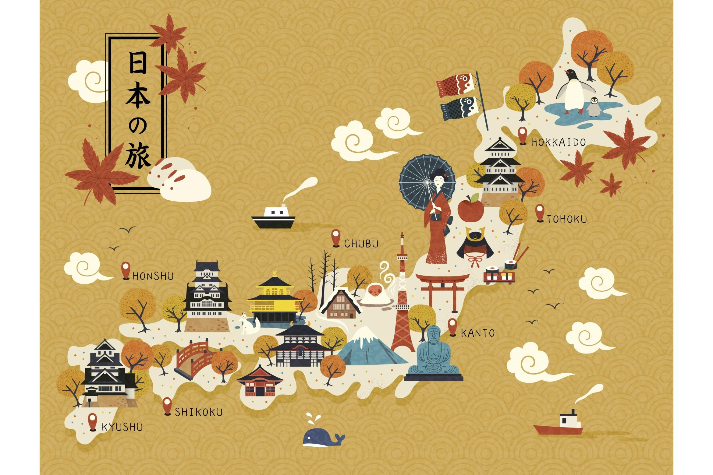 Japanese travel map, a Decorative Illustration by TotallypicRF