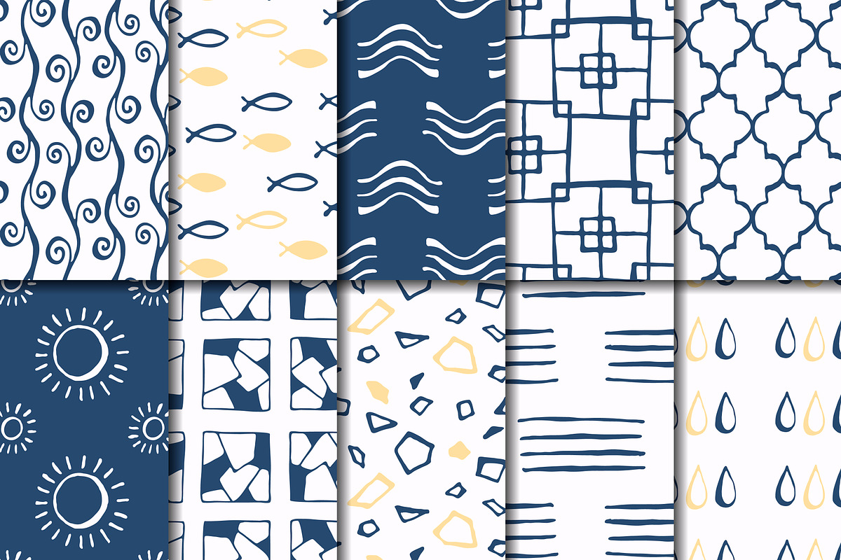 Mediterranean 30 hand drawn patterns, a Pattern Graphic by SiDesign
