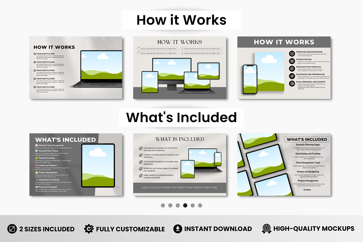 Notion Template Canva Mockups Bundle
