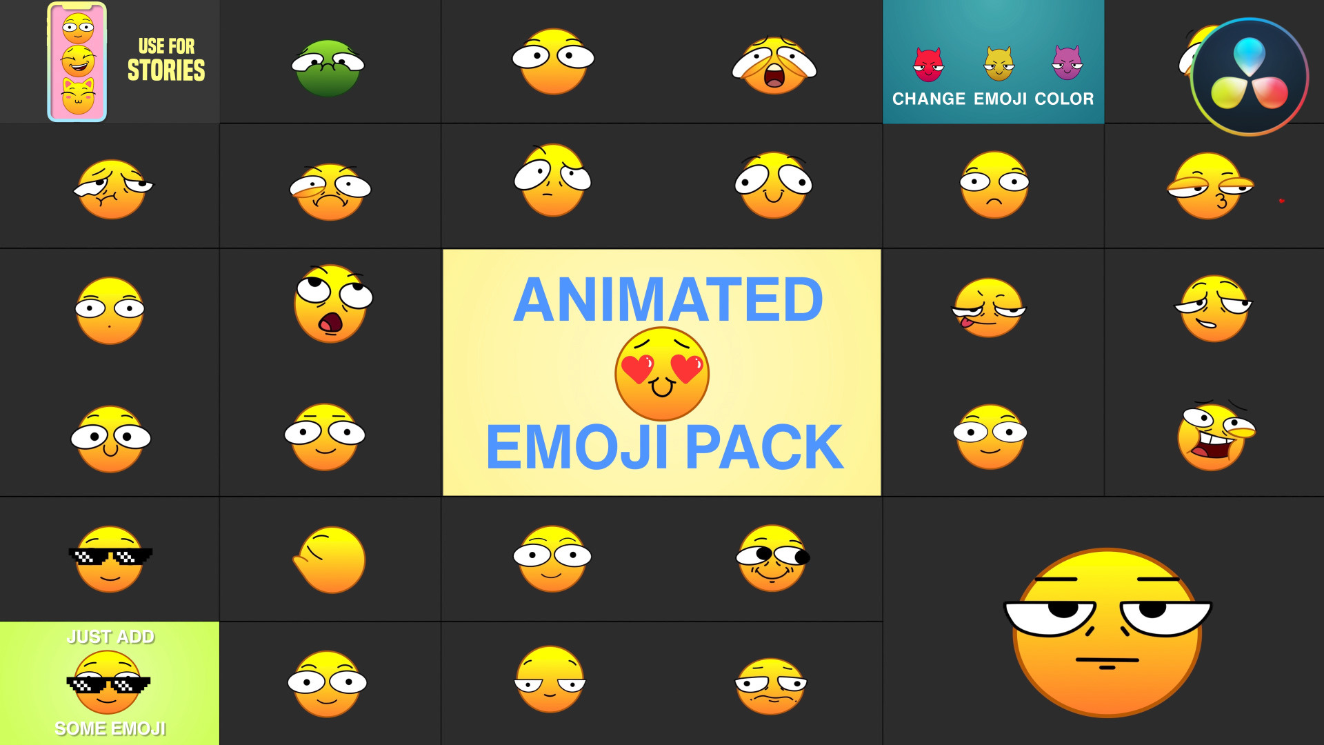 Animated Emoji Pack | DaVinci Resolve | Creative Market