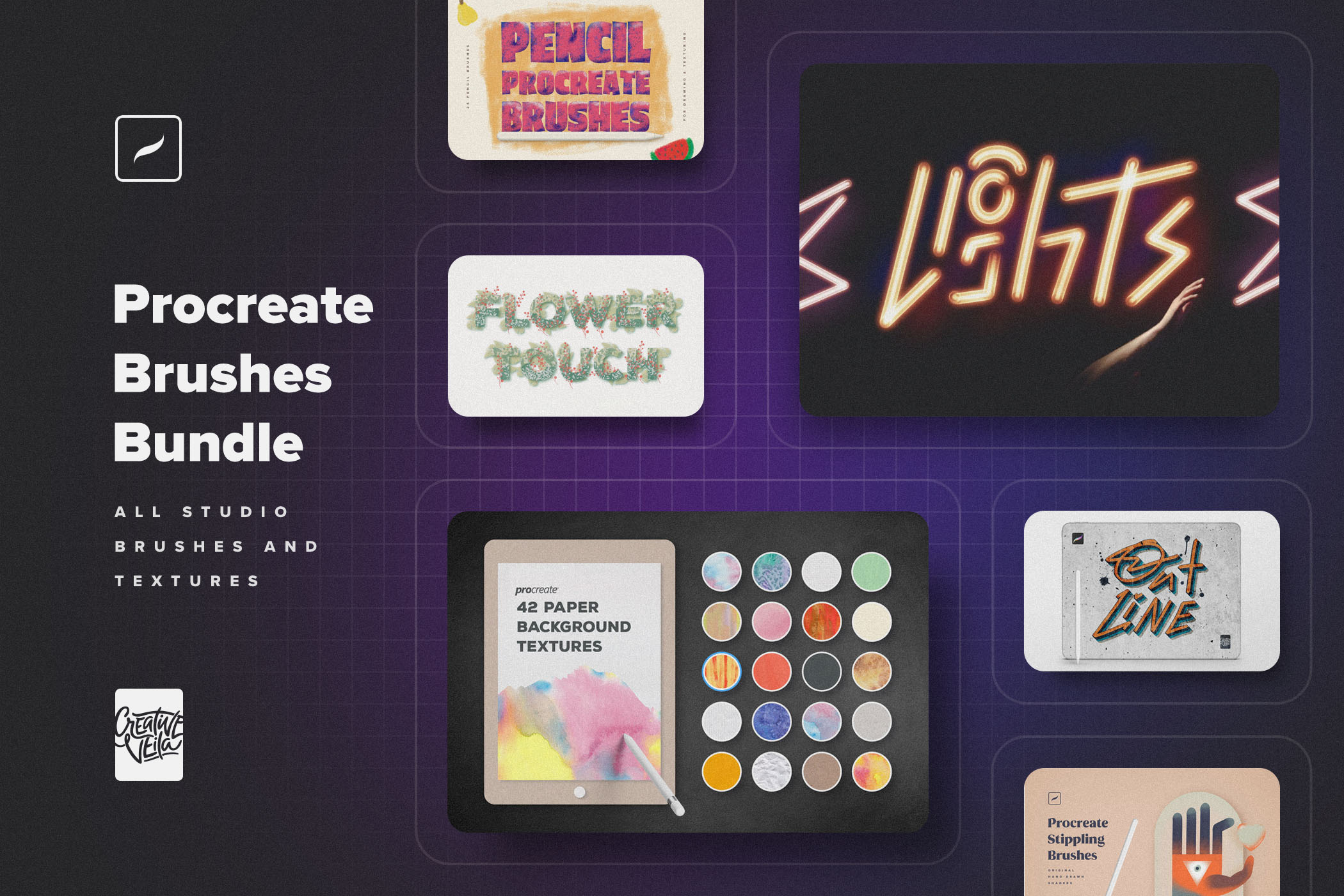The Compete Procreate Brushes Bundle, a Brush Add-On by Creative Veila