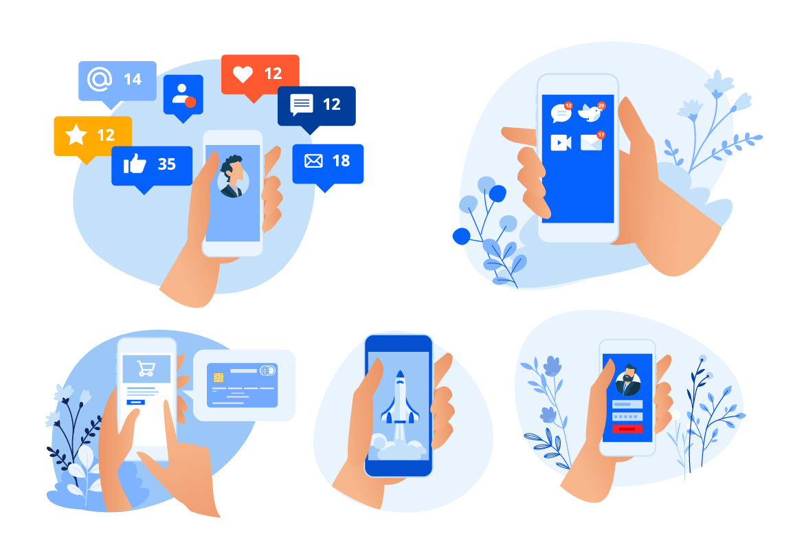 Flat Design Concepts of Mobile Apps, an Object Illustration by ...