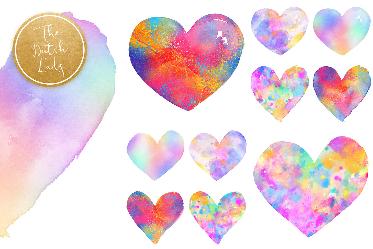 Valentine Rainbow Heart Clipart Set, a Decorative Illustration by The ...