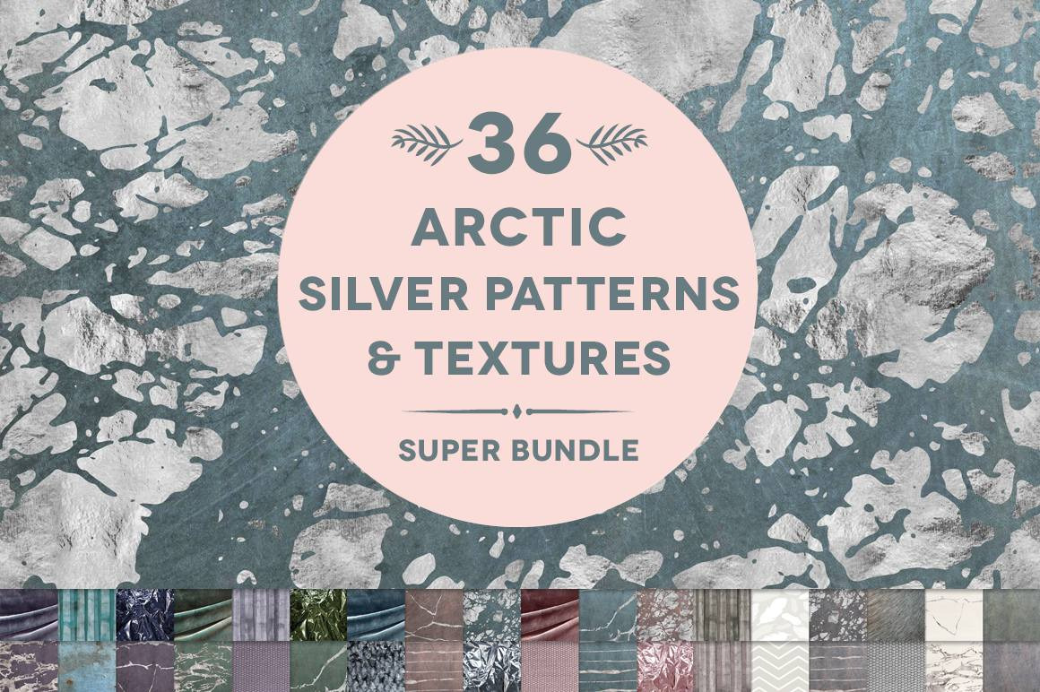 36 Arctic Silver Foil & Watercolors, a Pattern Graphic by Blixa 6 Studios