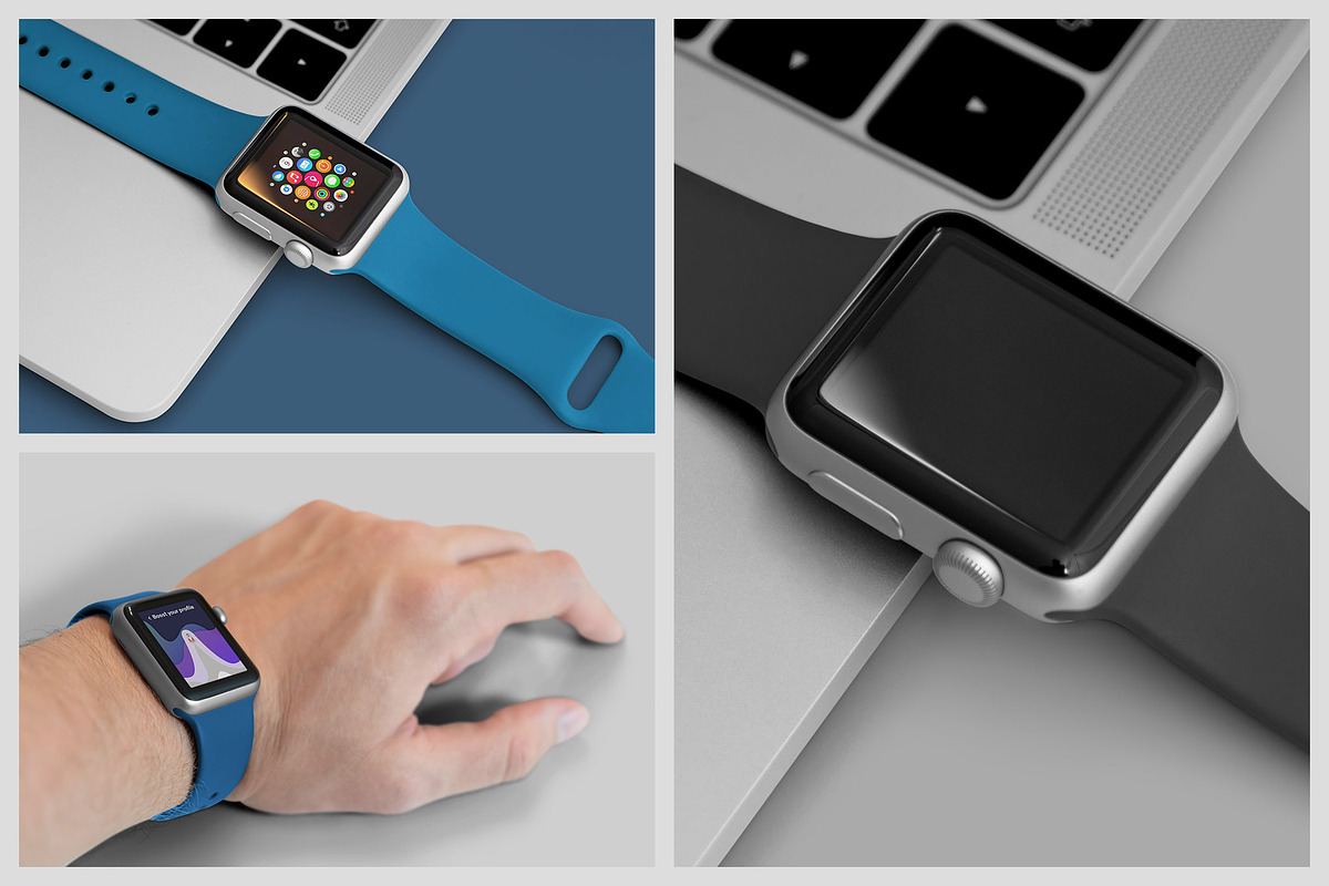 Realistic Smart Watch Mockups, a Wearable Device Mockup by h3design
