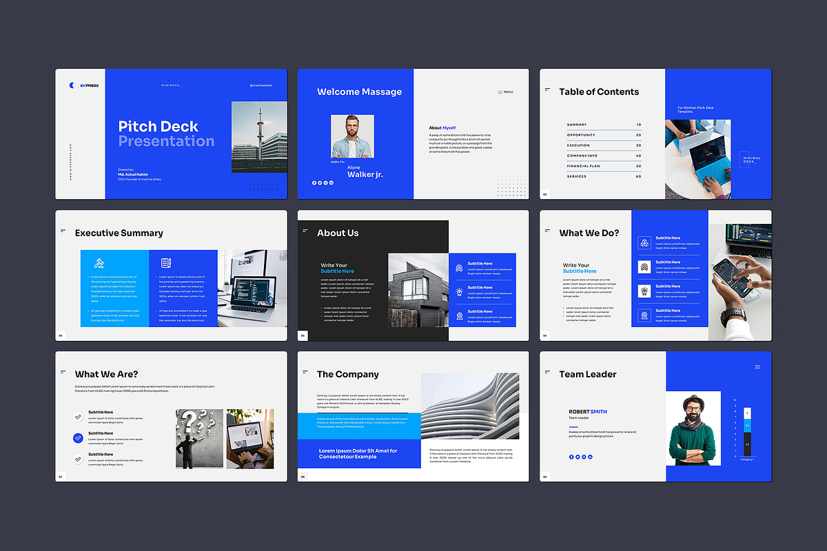 Blue Pitch-Deck Presentation, a Presentation Template by CreativeSlides