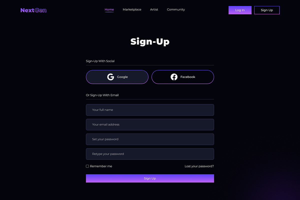 NextGen NFT Marketplace Figma Template