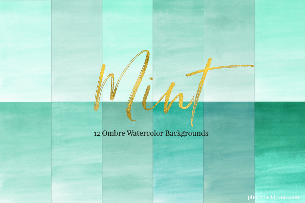 MINT WATERCOLOR OMBRE PAPER, a Texture Graphic by Photohacklovers