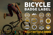 12 Bicycle Badge Logo & Labels, an Object Graphic by Raftel