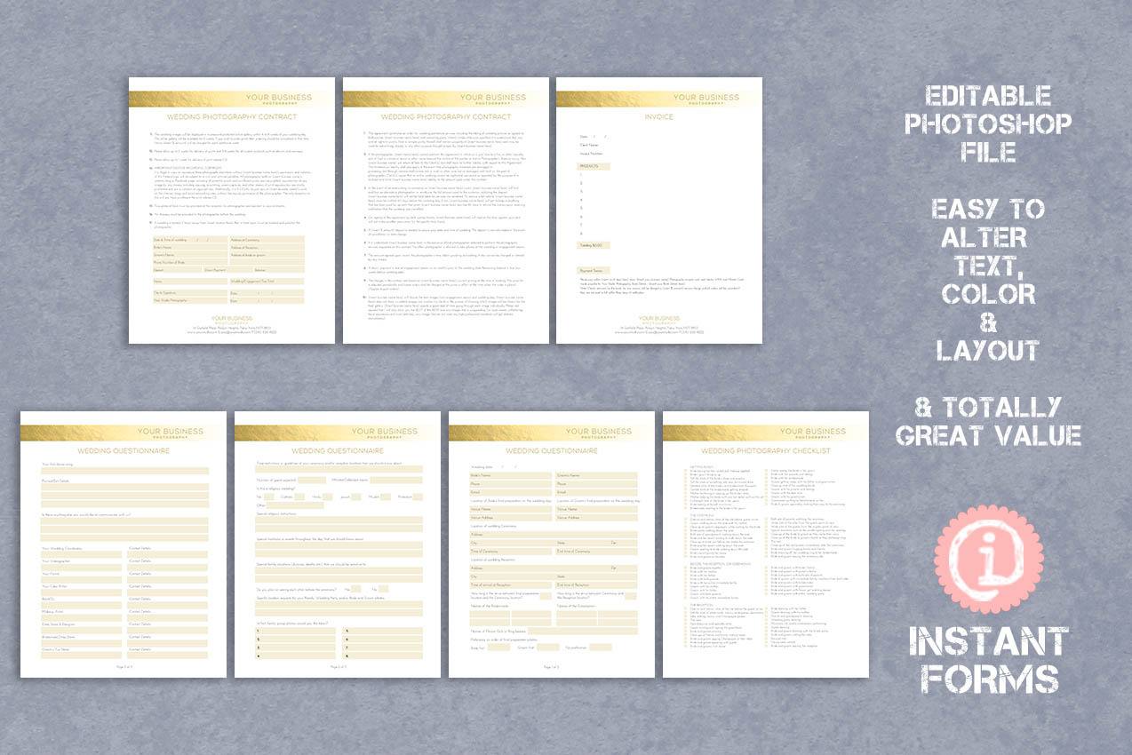 Photography Forms and Contract, a Stationery Template by InstantForms