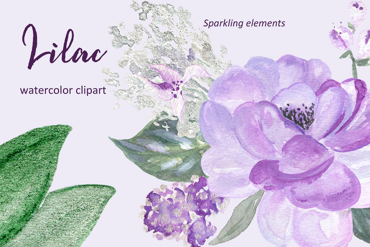 Lilac Soft purple watercolor clipart, an Illustration by LABFcreations