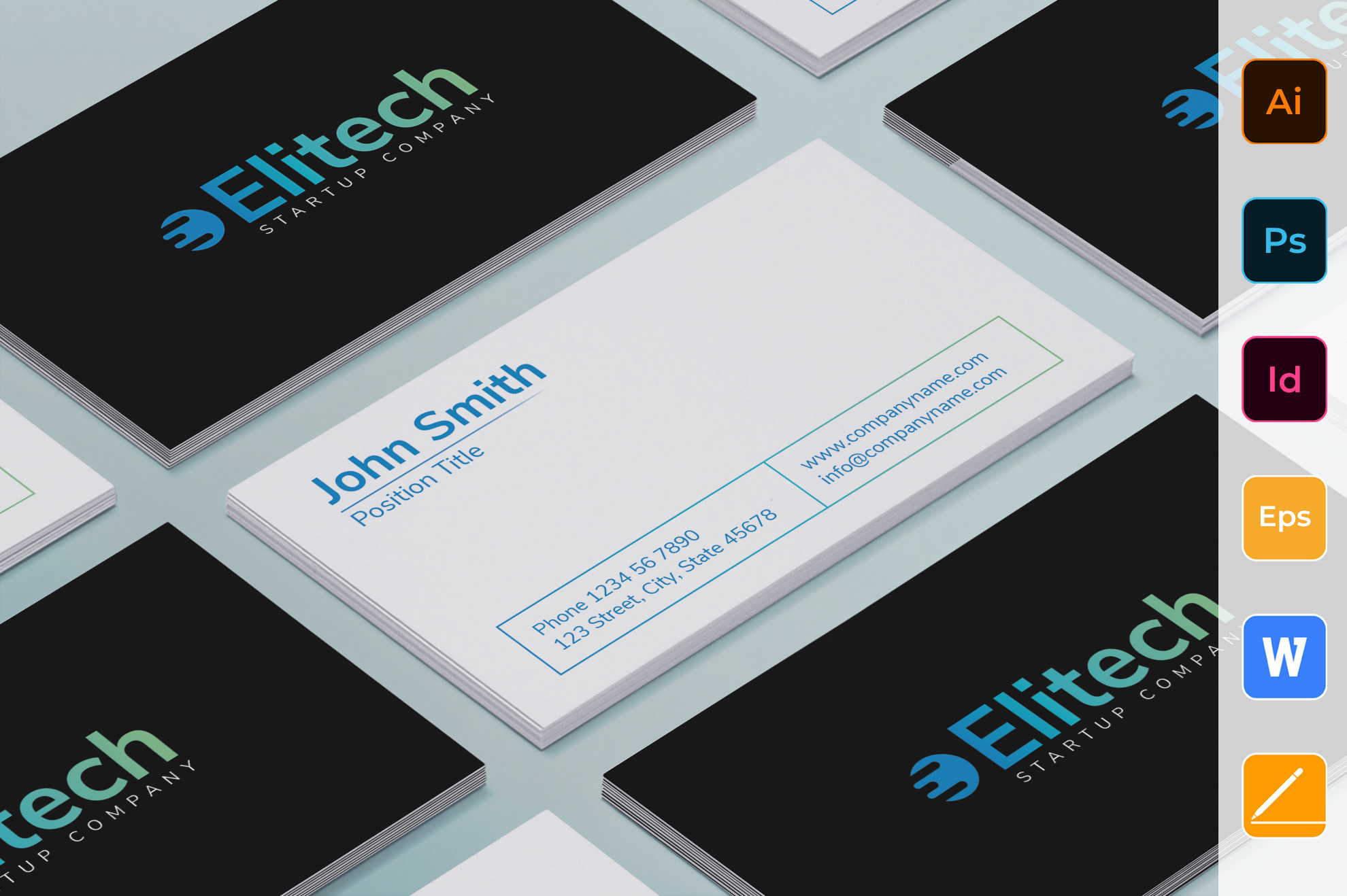 Tech Startup Business Card, a Business Card Template by TemplatesNow!