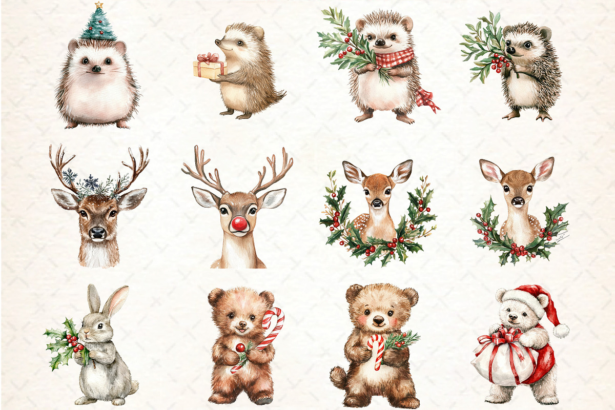 Woodland Christmas Clipart, an Animal Illustration by DreamCafeArt