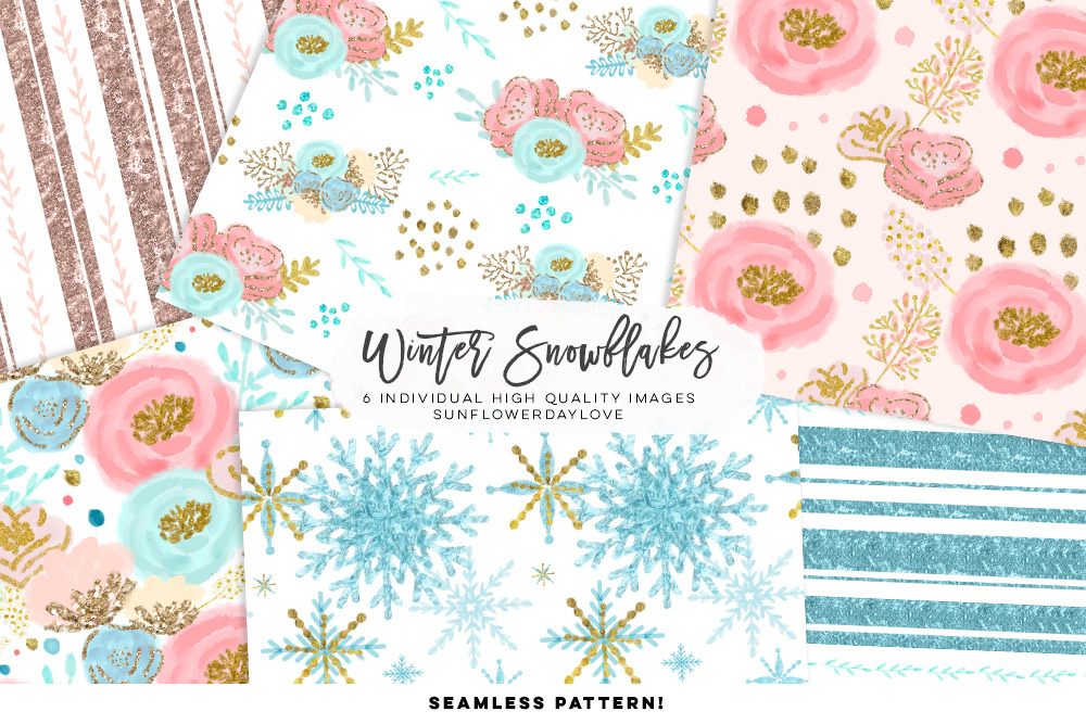 Winter Snowflakes Digital Paper | Illustrations ~ Creative Market