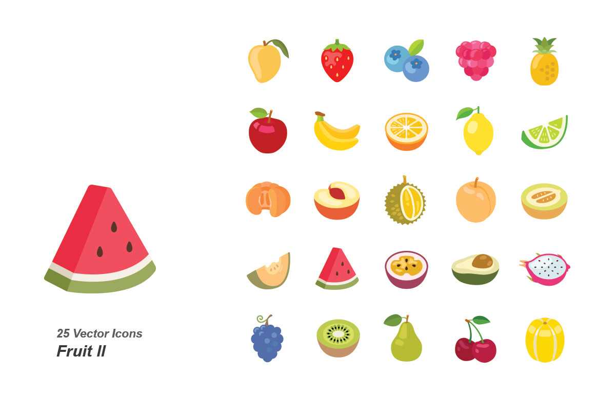 Fruit II color vector icons, an Icon by Jisun Park