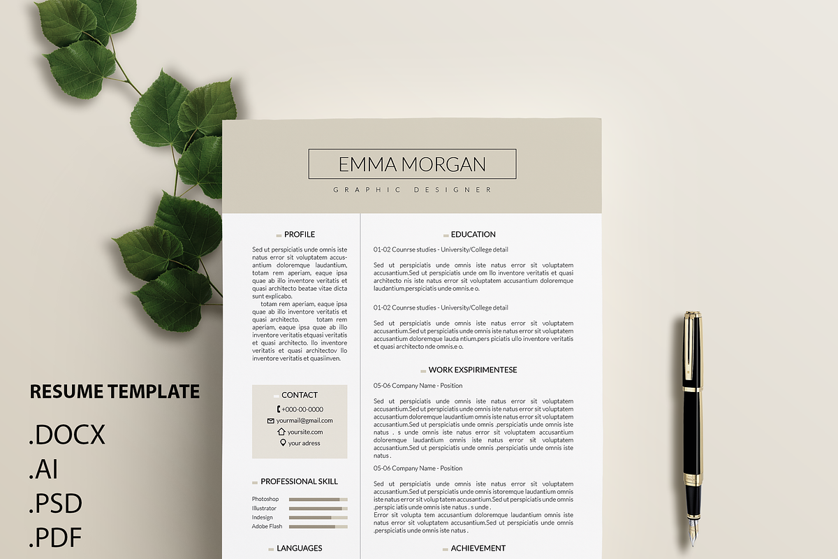 Latte CV / Resume Template / M, a Resume Template by Showy68 Template