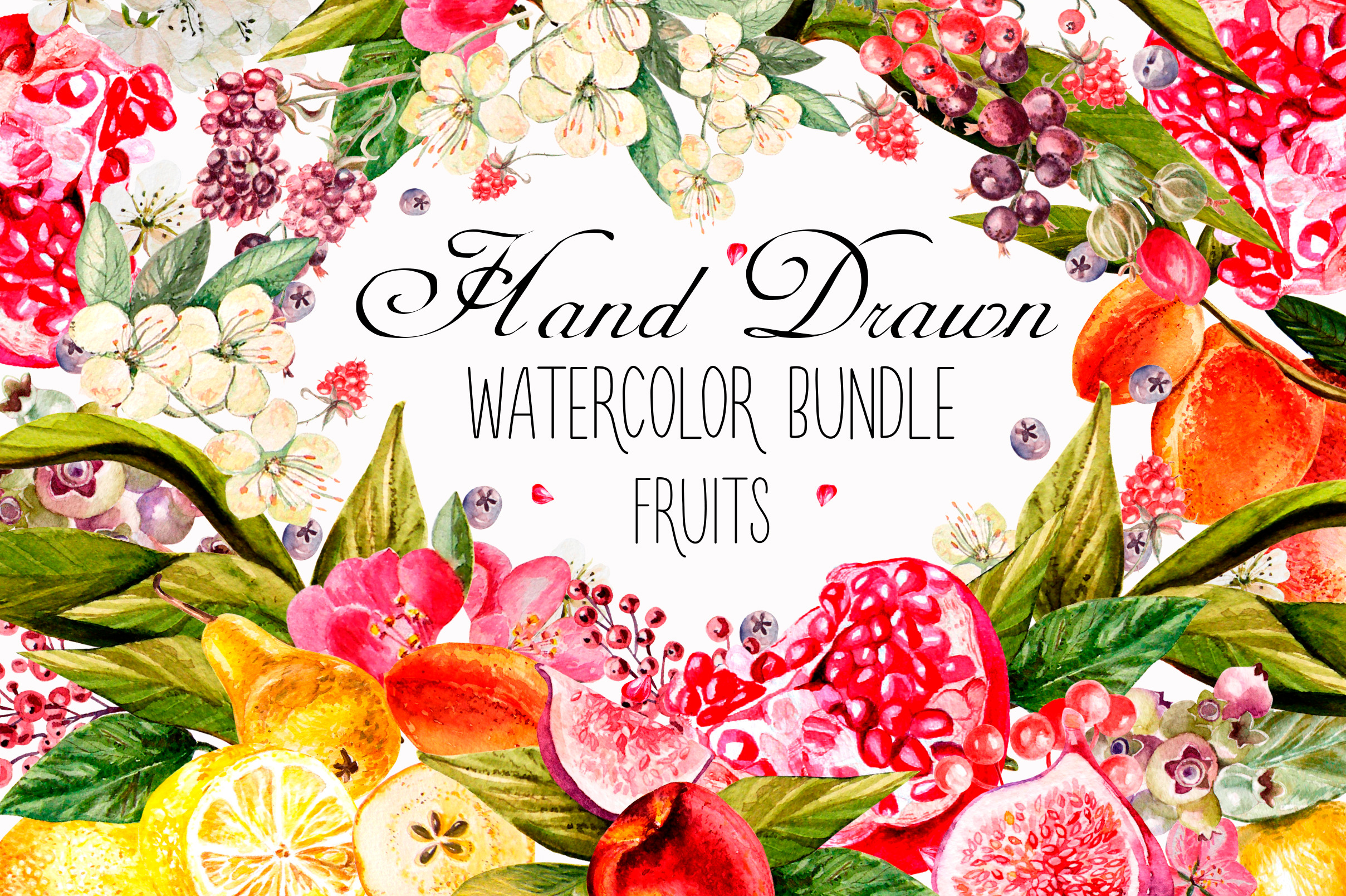 Hand Drawn Watercolor Bundle FRUITS, an Object Graphic by Knopazyzy