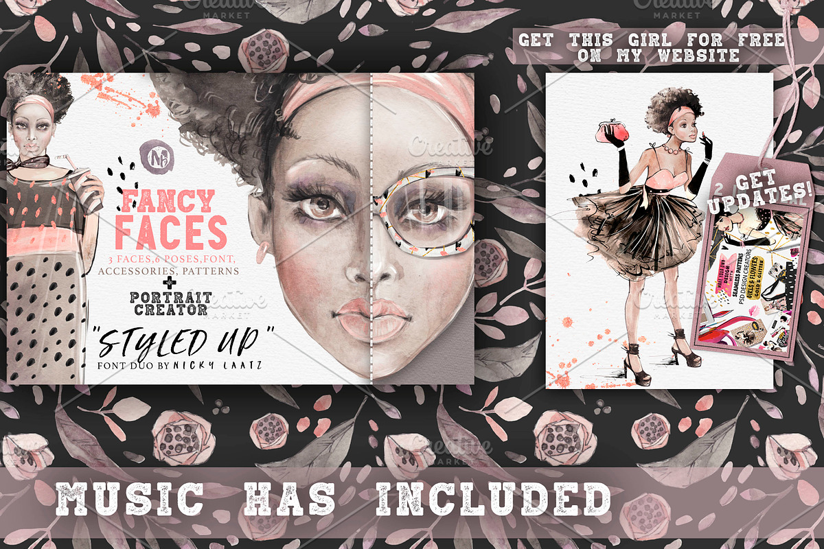 FANCY FACES, an Illustration by Alisa Mikibith Art