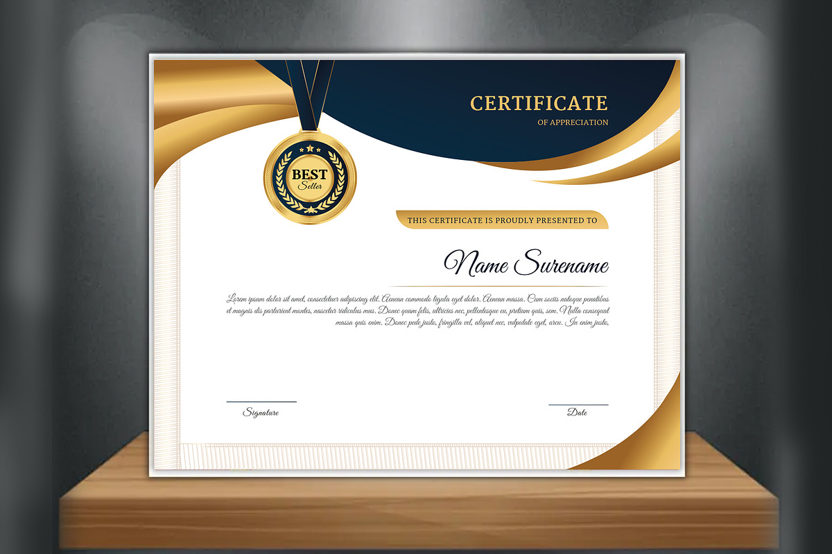 Simple Certificate Design Template, a Stationery Template by MRI STUDIO