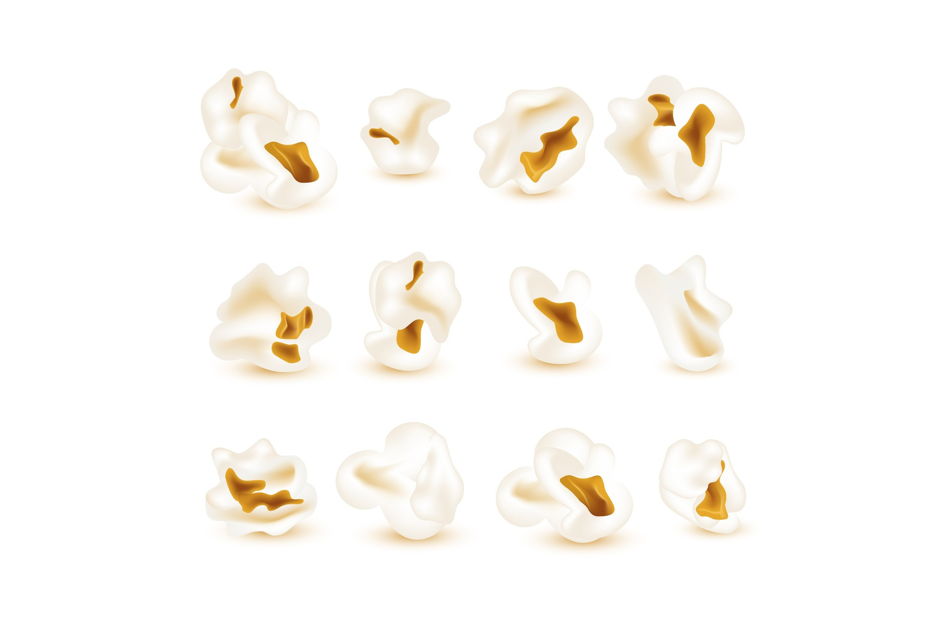 Realistic popcorn set., a Food Illustration by Liudmyla Matviiets