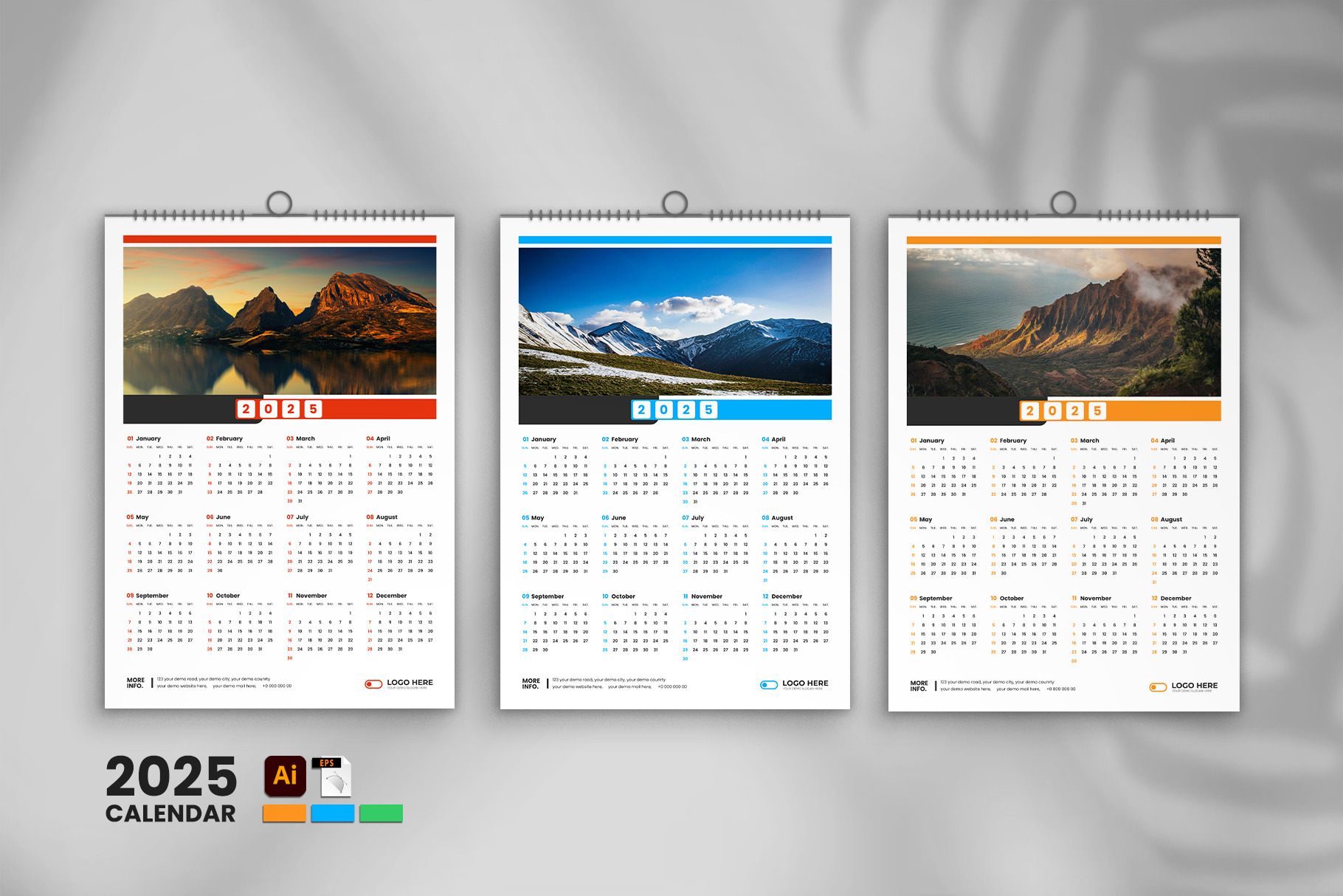 2025 one page calendar design, a Stationery Template by Tanmoy Topu