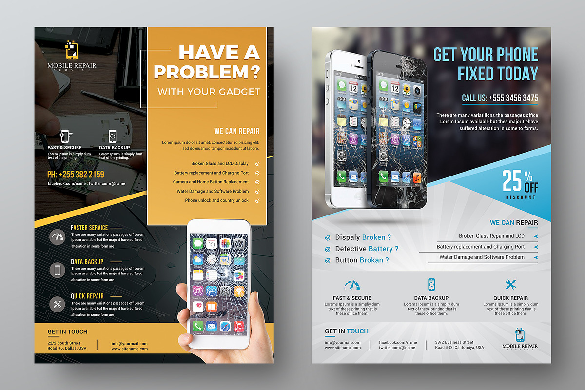 Mobile Repair Service Flyer Bundle, a Flyer Template by ThemeDevisers