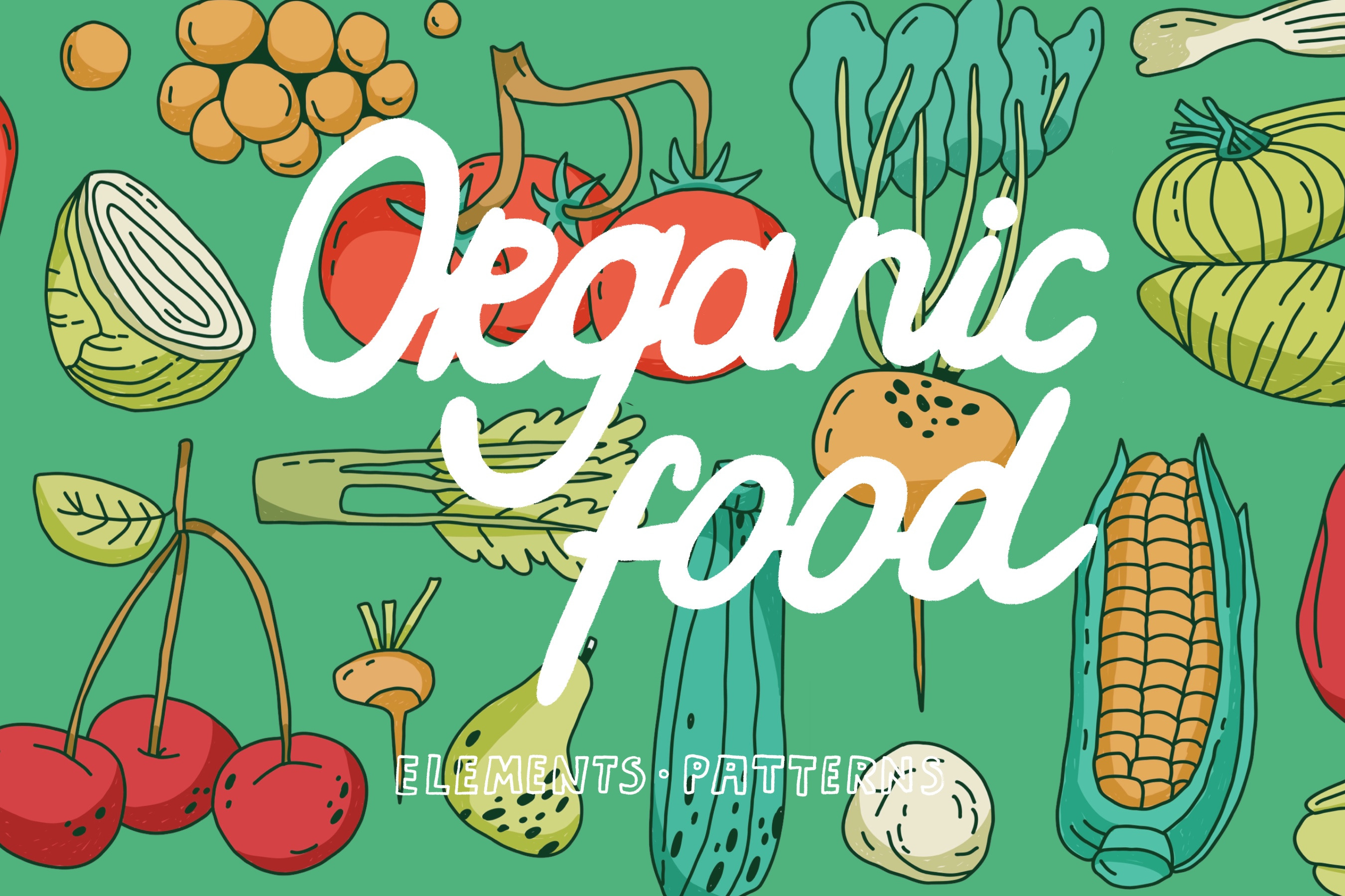 Big organic food collection | Creative Market