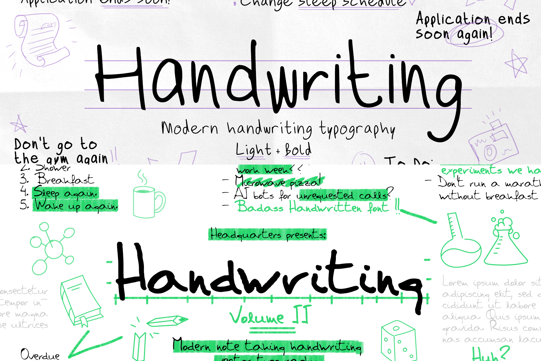 Handwriting Vol. I - Vol. II Bundle, a Font by Headquarters