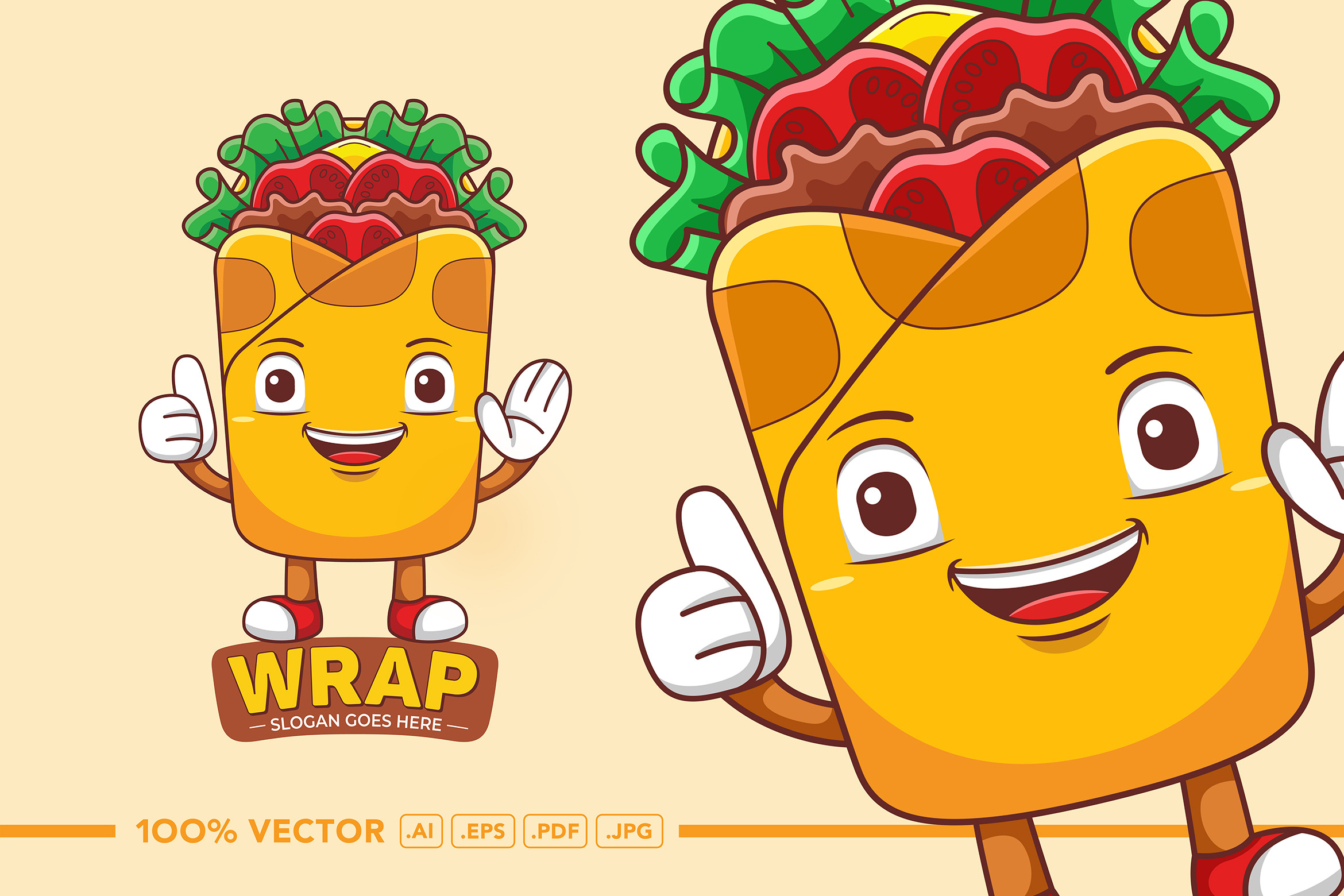 Wrap Mascot Logo Vector, a Branding & Logo Template by MEDZ