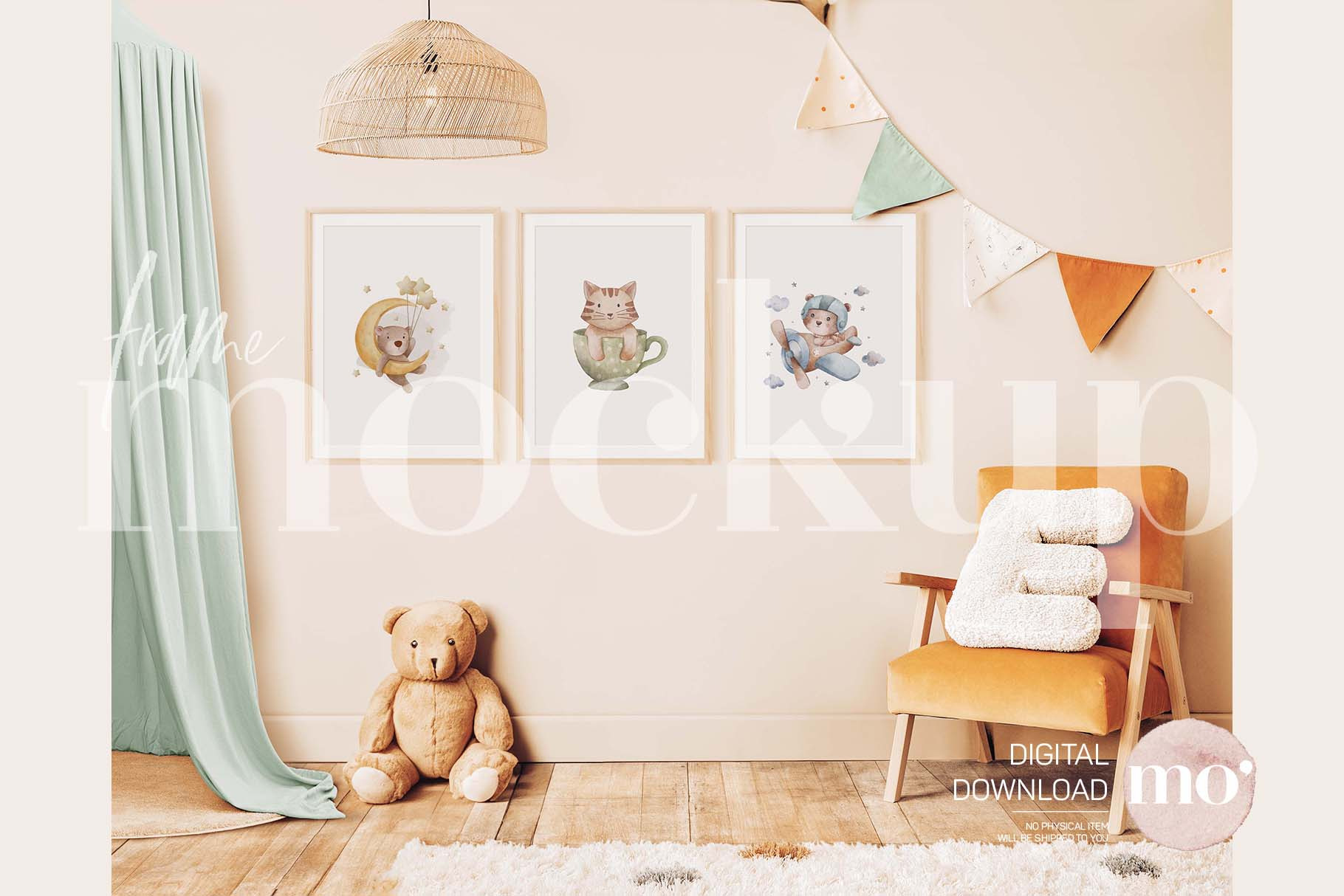 Set of 3 Nursery Frames Mockup, a Product Mockup by MoMockups