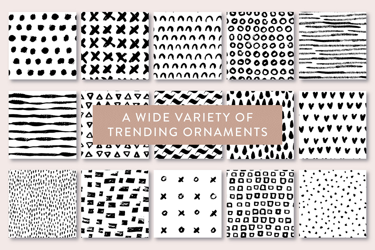 24 Hand Drawn Seamless Patterns, a Pattern Graphic by Type and Graphics ...