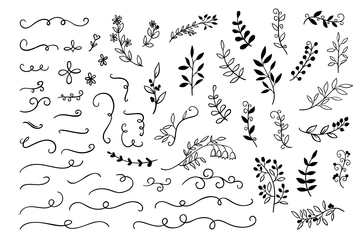 55 Hand drawn Doodle branches, a Graphic by Nata Kukushkina