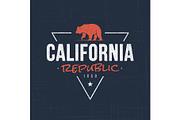 California republic. T-shirt and apparel design, a Texture Illustration ...