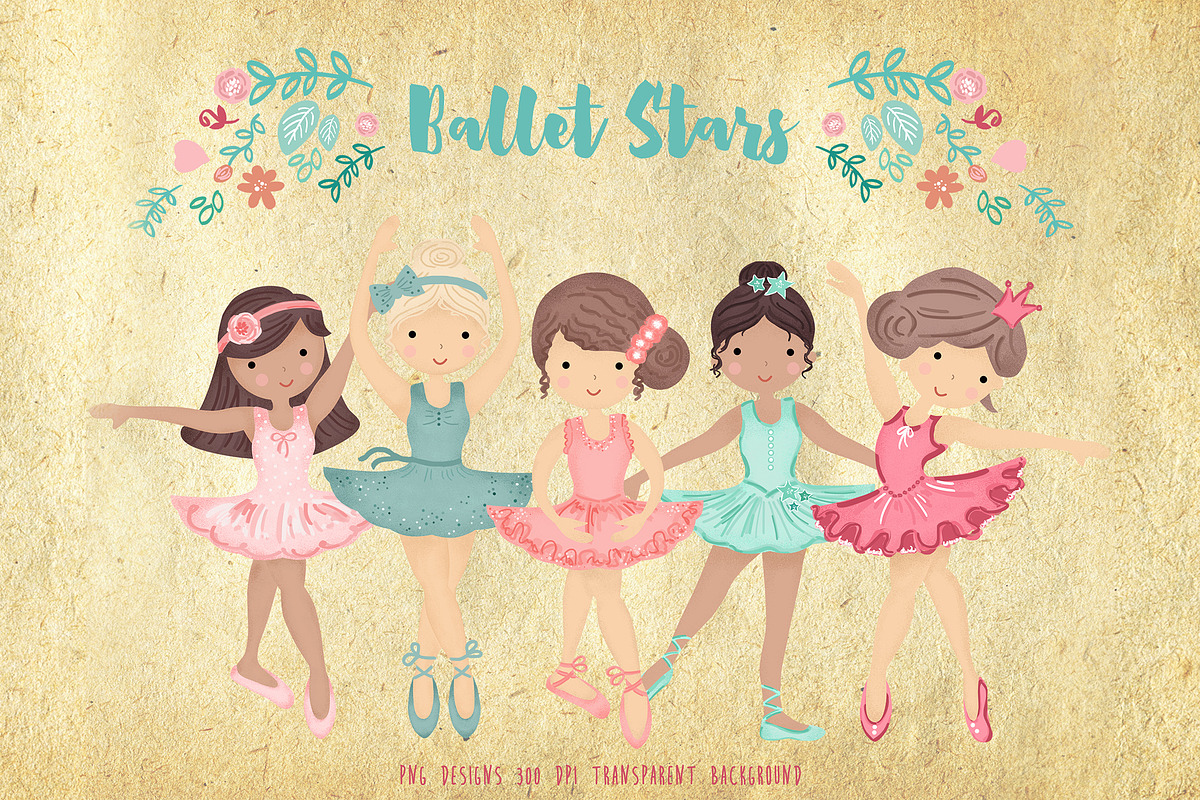 Ballerina Ballet Dancers Clipart, an Illustration by Magic Story Studio