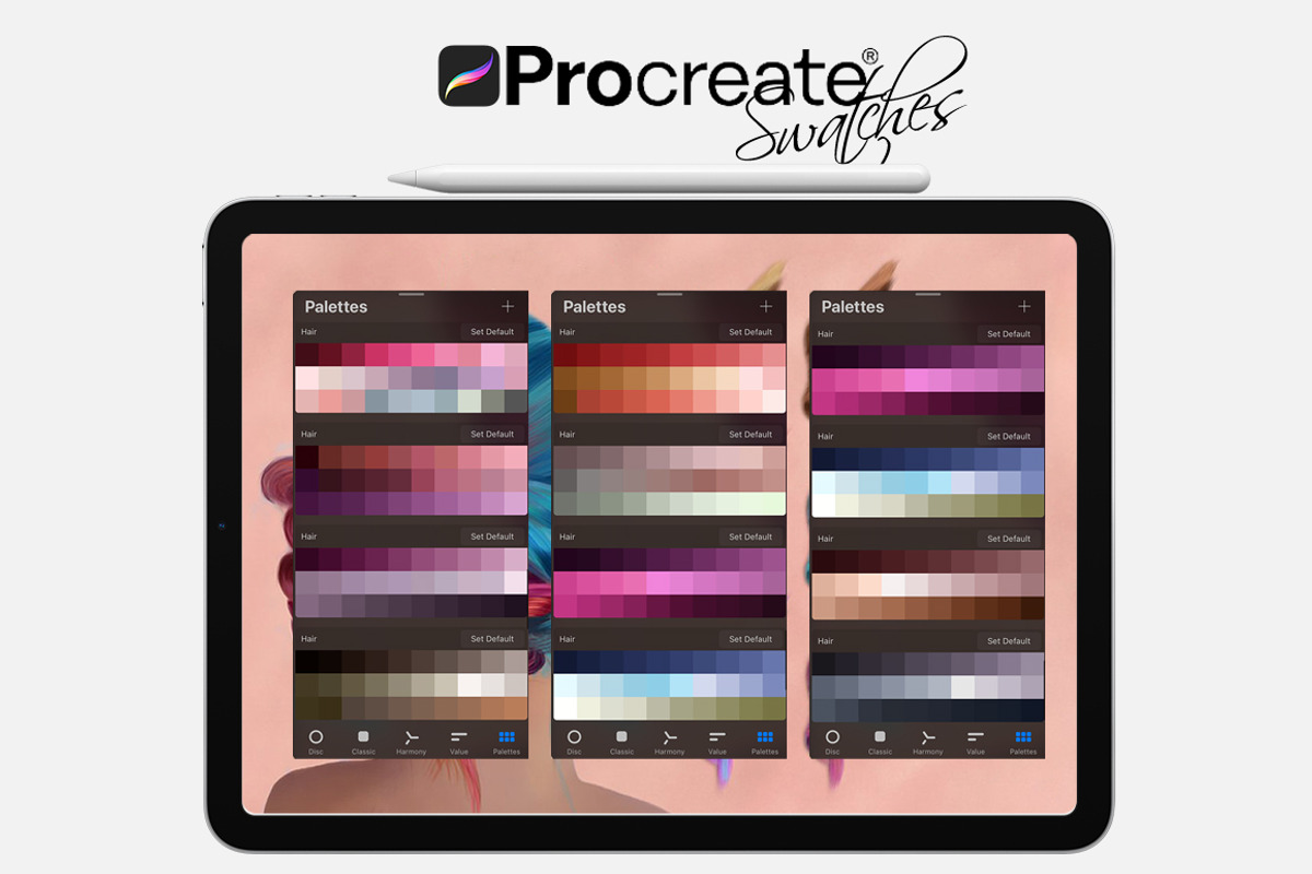Hair Swatches for Procreate, a Palette Add-On by FaeryDesign | Creative ...