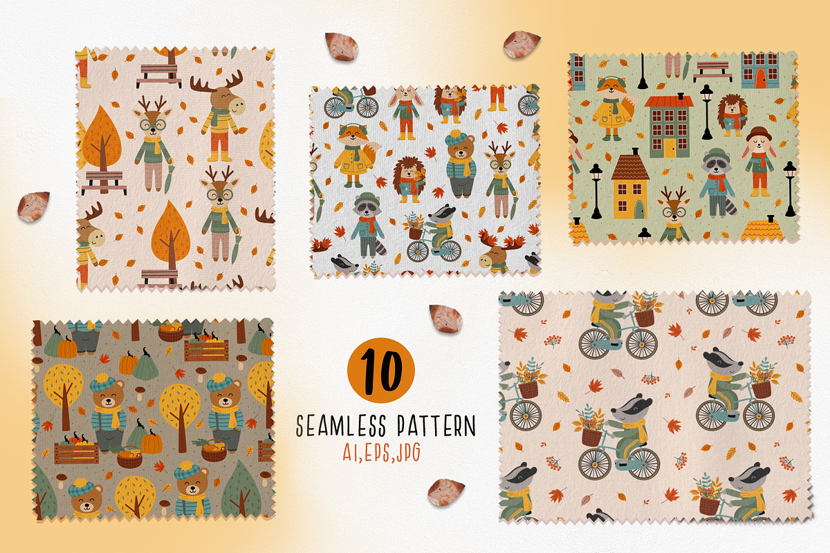 Autumn animals collection