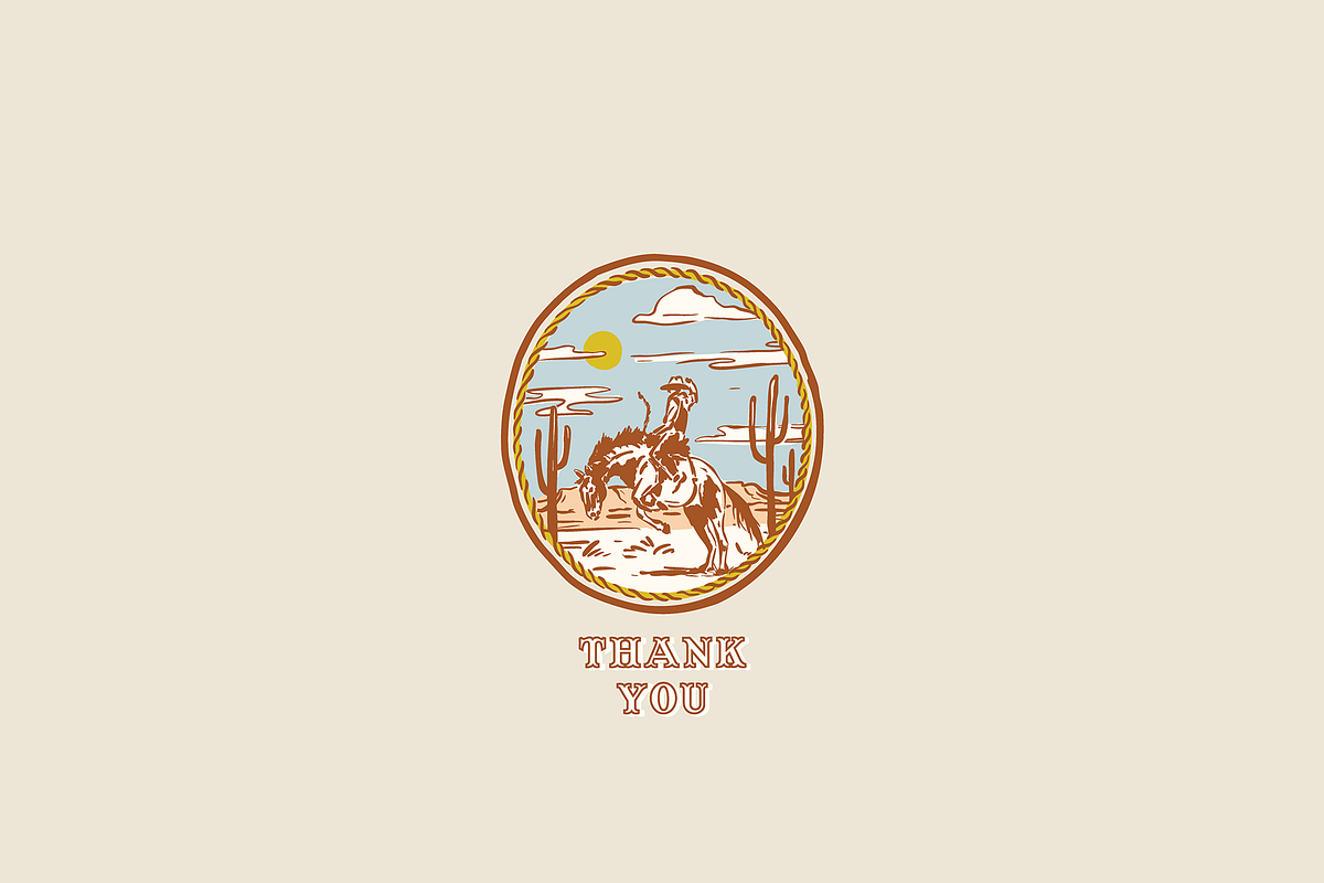 Western Cowboy Bucking Bronc Graphic, an Object Illustration by Antiquaria